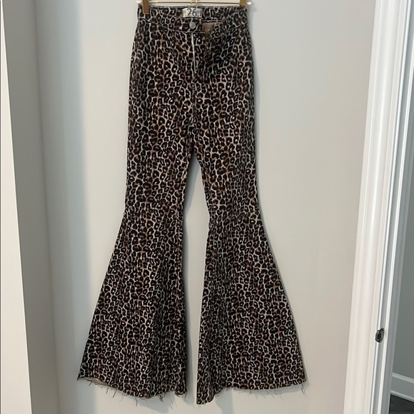Free People | Jeans | Leopard Print Flare Pants | Poshmark